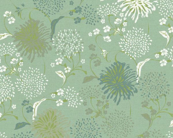 A.S. CRÉATION WALLPAPER «FLORAL, GREEN, WHITE» 389004