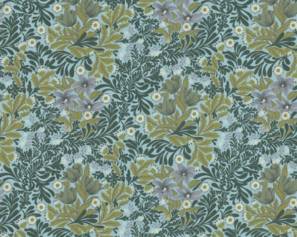 ARCHITECTS PAPER WALLPAPER «BAROQUE, FLORAL, BLUE, GREEN» 390572