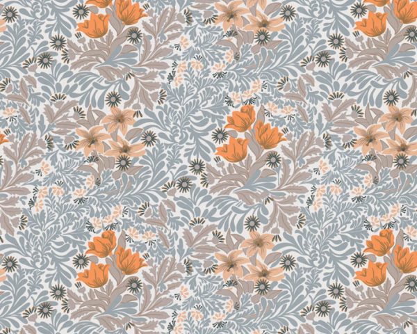 ARCHITECTS PAPER WALLPAPER «BAROQUE, FLORAL, CREAM, GREY, ORANGE» 390574