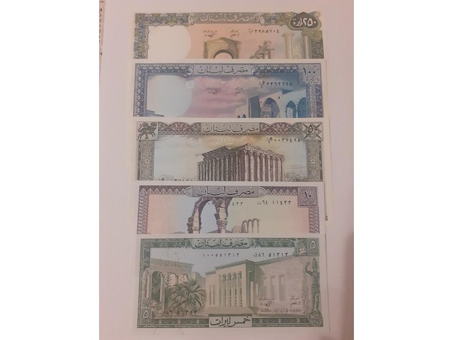 Lebanon 5, 10, 50, 100, 250 Livres 1986-1988. [UNC]