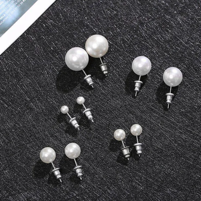 Modne jednostavne bele biserne minđuše za žene i devojčice Minimalistički nakit za uši veličina 4/6/8/10 / 12 mm