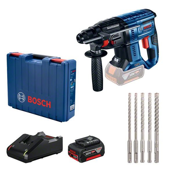 Bosch GBH 180-Li akumulatorska bušilica za beton SDS-Plus, 1x4.0Ah + set burgija 5 delova 18V