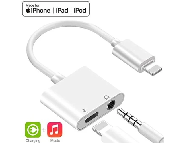 Linkom (1212346) adapter Iphone (muški) na 3.5mm (ženski) + Iphone (ženski) beli