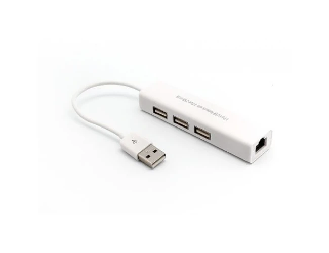 3G (01674) adapter USB 2.0 (muški) na RJ45 (ženski) + USB 3x2.0 (ženski) beli