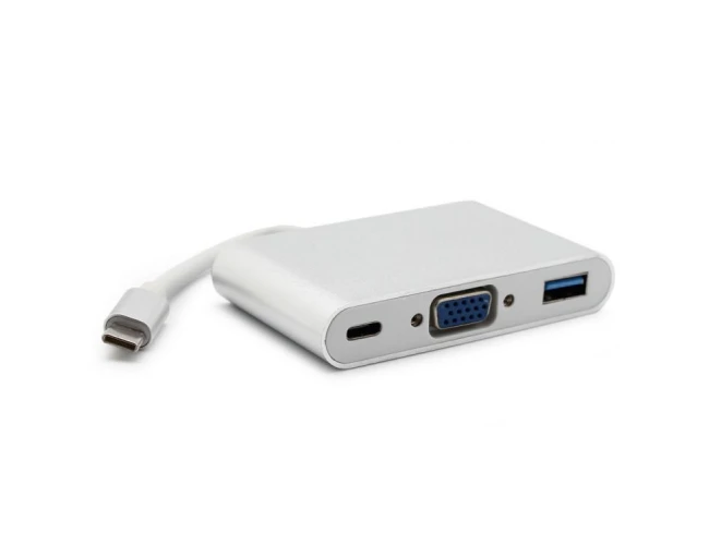 3G (51045) adapter TIP C (muški) na VGA (ženski) + USB 3.0 (ženski) + TIPC (ženski) crni