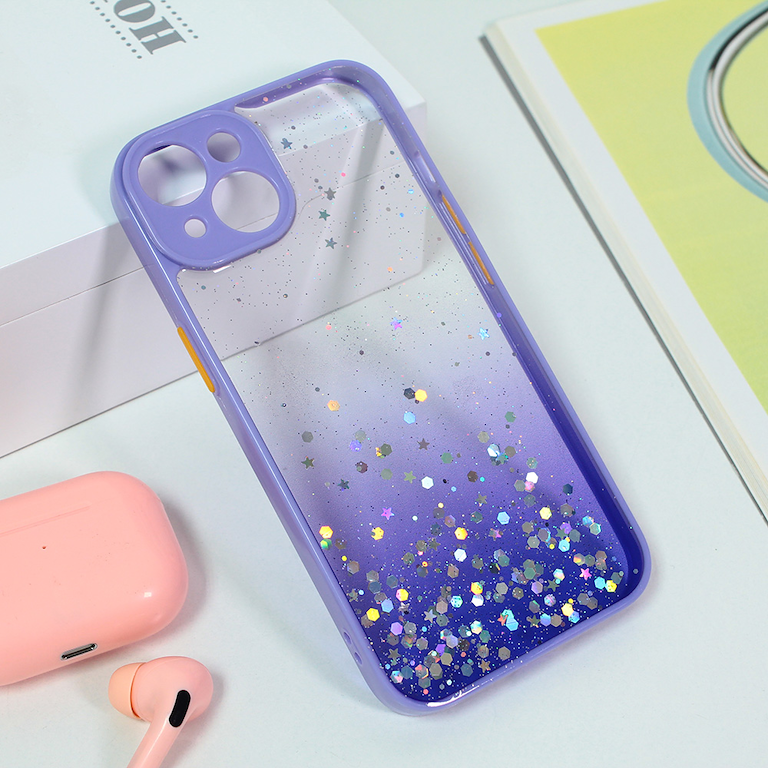 Maska(futrola) Frame Glitter za iPhone 14 6.1 ljubicasta