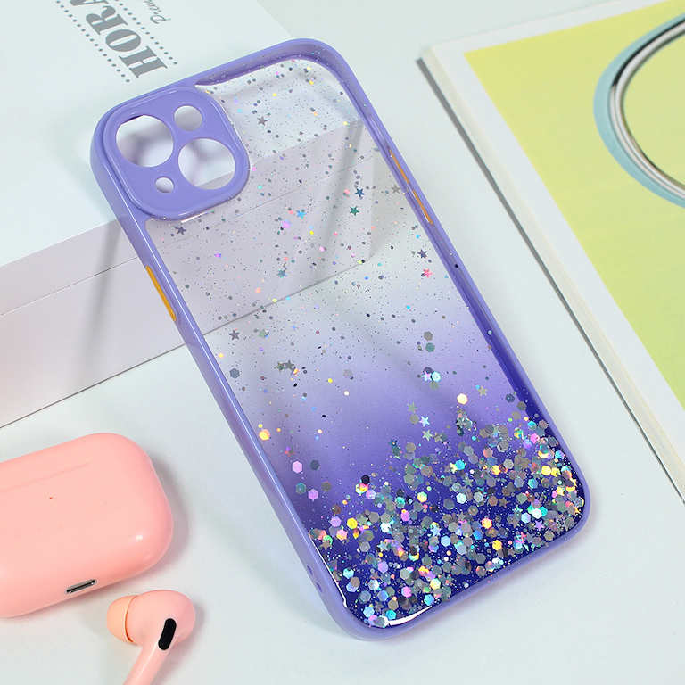 Maska(futrola) Frame Glitter za iPhone 14 Plus 6.7 ljubicasta