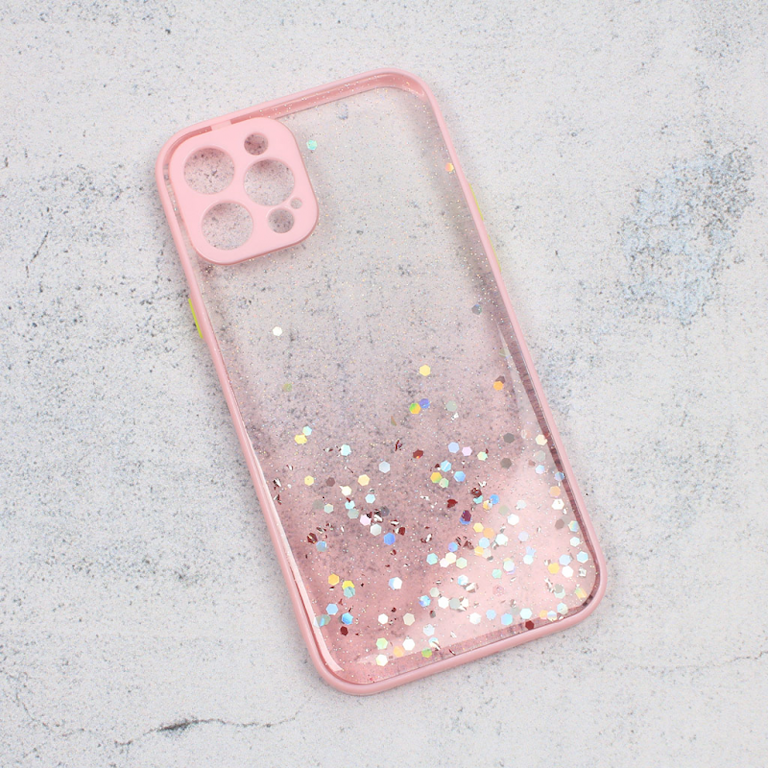 Maska(futrola) Frame Glitter za iPhone 12 Pro 6.1 roze