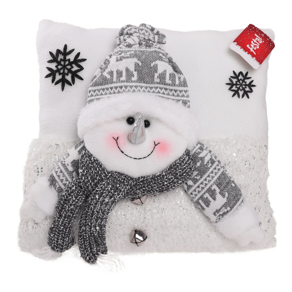 Novogodišnji ukrasni jastuk Sneško Belić beli