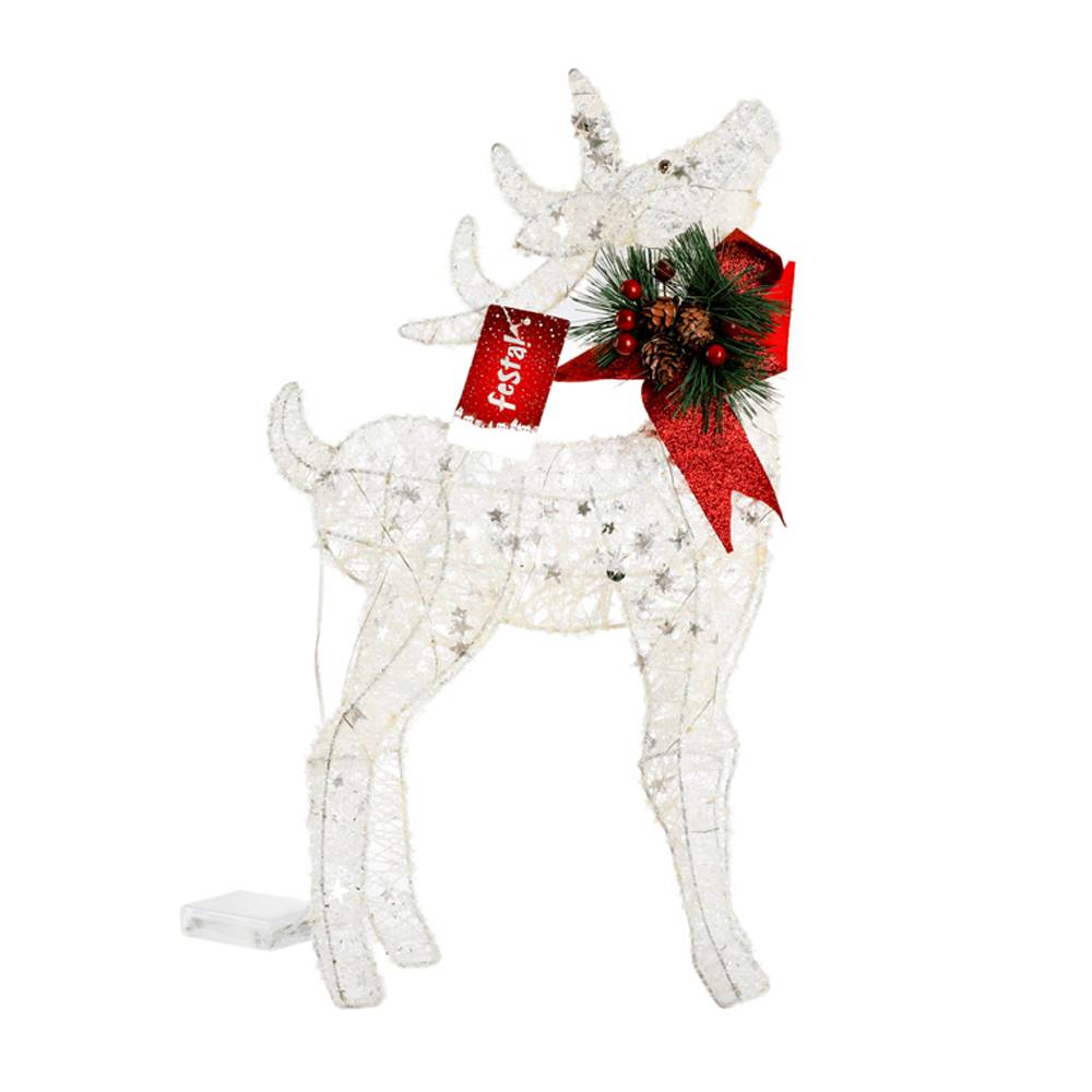 Novogodišnja dekoracija – jelen beli 51cm