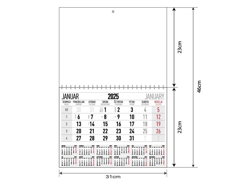 Jednodelni poslovni kalendar