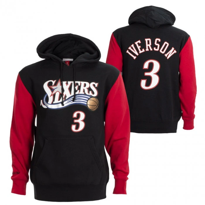 Allen Iverson 3 Philadelphia 76ers 2001 Mitchell and Ness Fashion Fleece duks sa kapuljačom