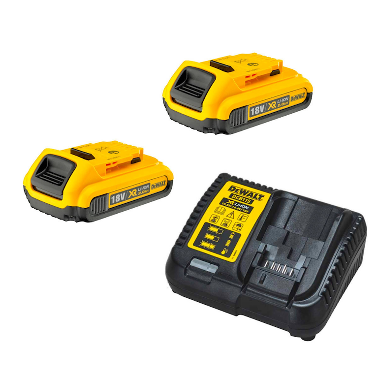 DeWalt Set punjač 18V XR + baterija 2×2.0Ah, DCB115D2