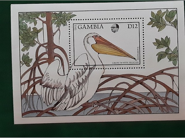 Marke 2091 Gambija Pelikan ptica 1988g bl44
