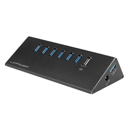 LC POWER USB 3.0 Hub 6+1-port - LC-HUB-ALU-2B-7 Crna