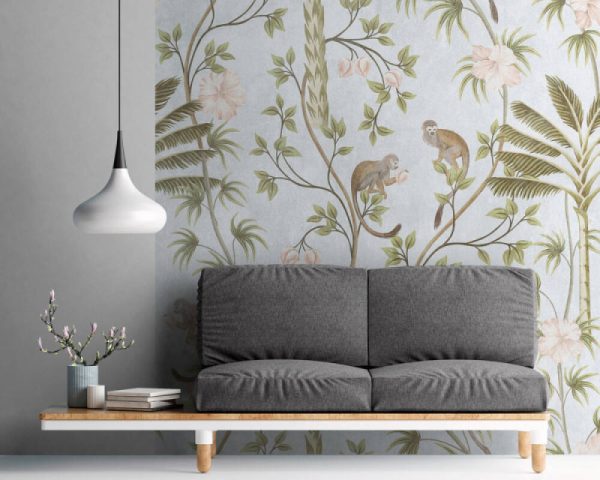 LIVINGWALLS WALLPAPER «FLORAL, COLORFUL, GREEN, GREY» 382311