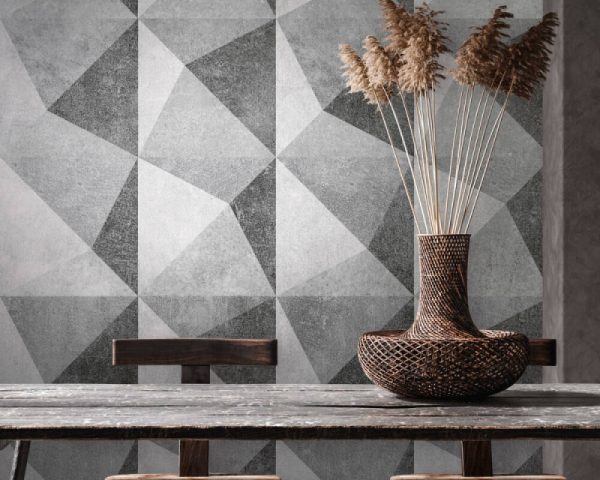 LIVINGWALLS WALLPAPER «TILE, BLACK, GREY» 382811