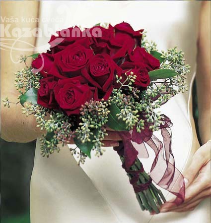 Bidermajer - Crvene ruže sa dekoracijom
