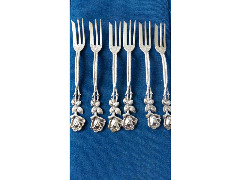 German silver 835 silver "Hildesheimer Rose" forks