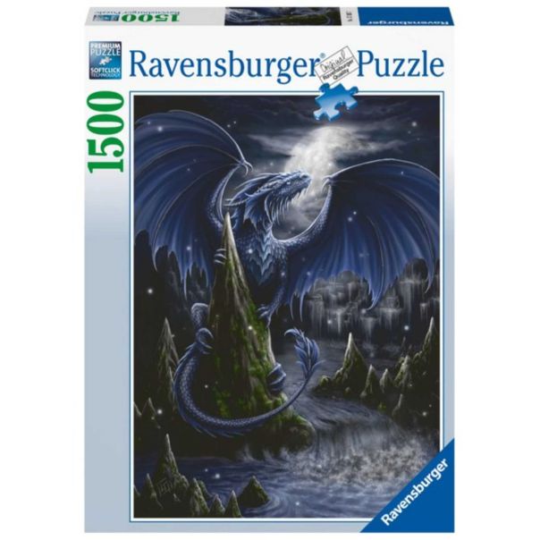 Ravensburger puzzle (slagalice) - Crno-plavi zmaj 1500 delova