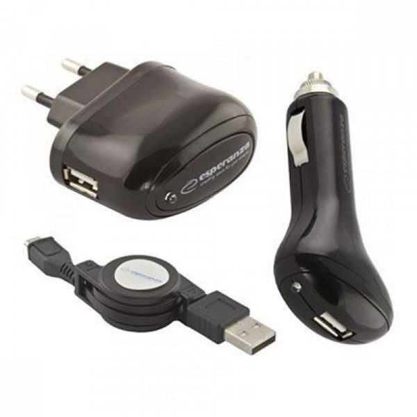 Esperanza EZ116 - 3 u 1 punjač USB punjači + microUSB kabl 3 u 1 set