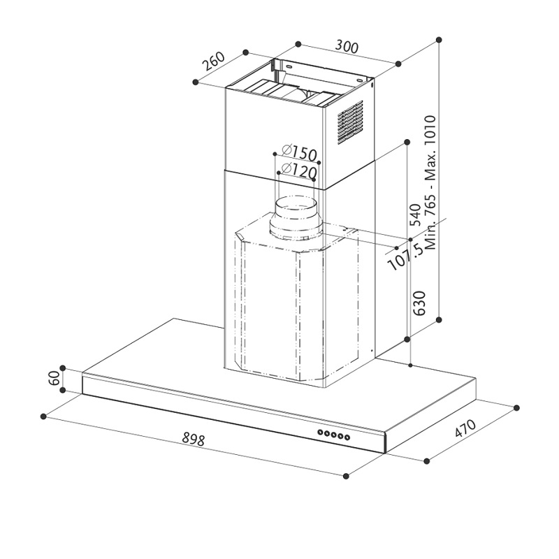 Faber dekorativni aspirator ONYX-Т X/V A90