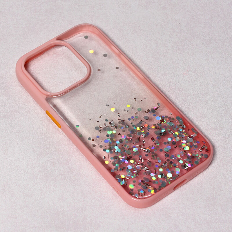 Maskica Frame Glitter za iPhone 14 Pro 6.1 roze