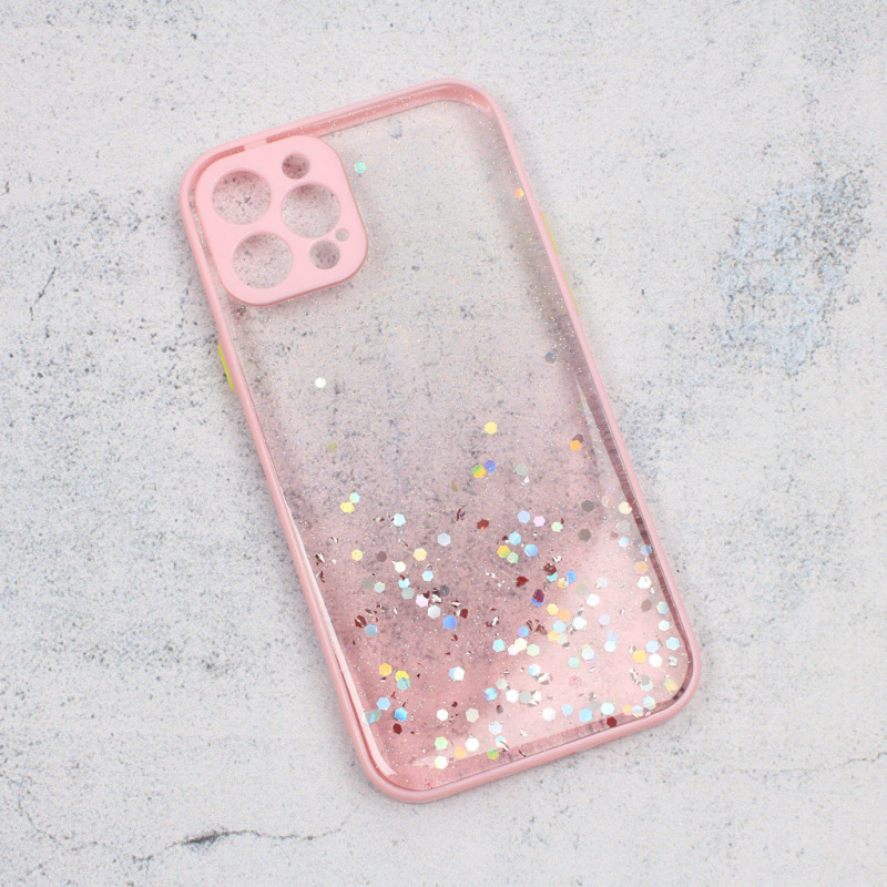 Maskica Frame Glitter za iPhone 12 Pro 6.1 roze