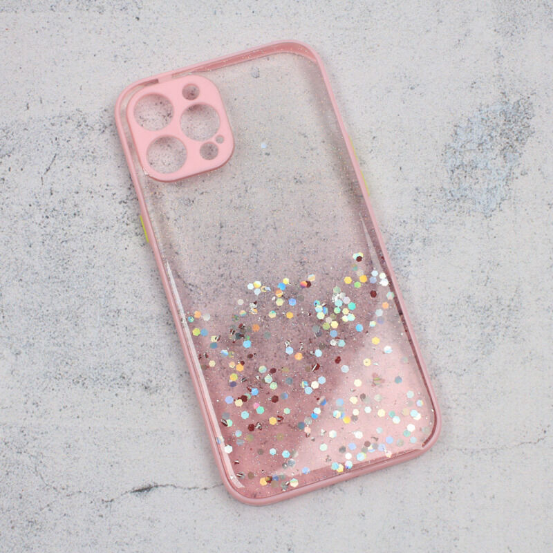 Maskica Frame Glitter za iPhone 12 Pro Max 6.7 roze