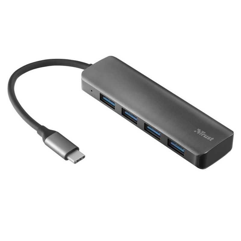 Hub TRUST HALYX USB-C/4-PORT USB3.2 HUB/Aluminium/siva