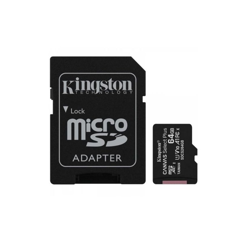 Memorije kartice KINGSTON SDCS2/64GB/microSDXC/64GB/Class10 U1/80MB/s-10MB/s+adapter