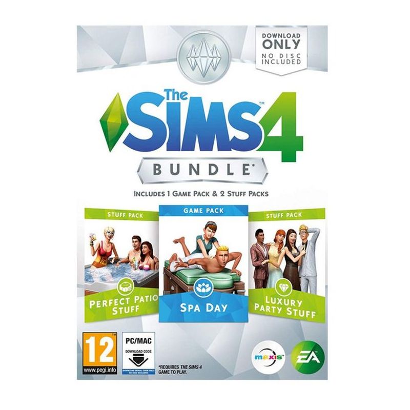 PC The Sims 4 Bundle Pack 1 Perfect Patio Stuff + Spa Day + Luxury Party Stuff (Code in a Box)