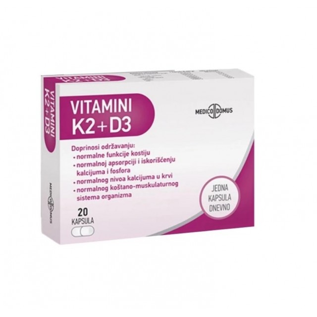 MEDICO DOMUS VITAMIN K2 + D3 KAPSULE A20
Opis
INFORMACIJE
NALOG
SERVIS
KORISNI LINKOVI