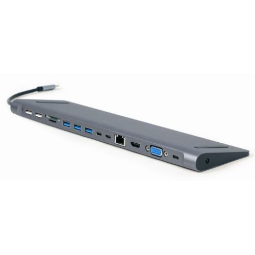 A-CM-COMBO9-01 Gembird USB Type-C 9-in-1 multi-port adapter USB hub+HDMI+VGA+PD+card reader+LAN+3.5m