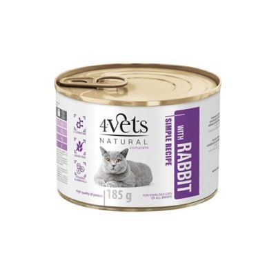 4Vets Natural Complete Cat Sterilised Zečetina 185g