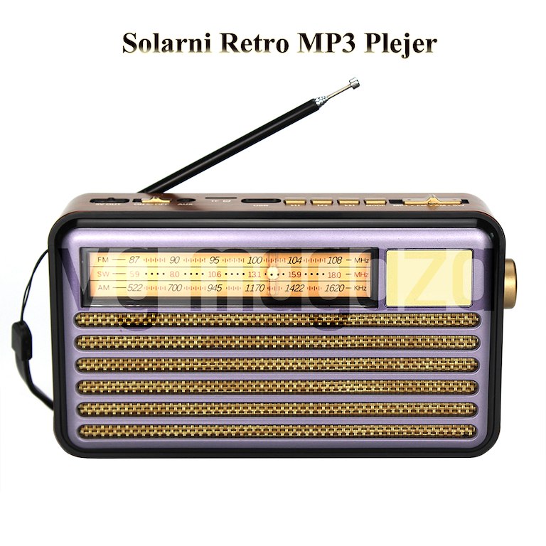 Retro prenosivi MP3 radio plejer sa solarnim panelom