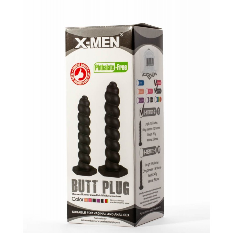 X-Men 7.87" Silicone Butt Plug Black S XMEN000208 / 7862