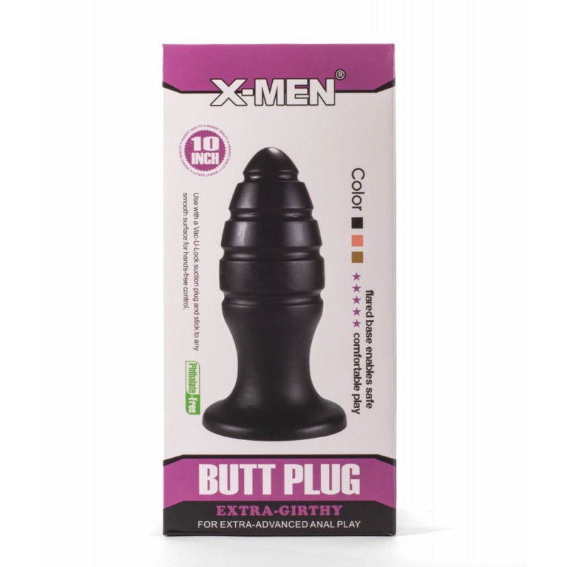 X-Men 10" Extra Girthy Butt Plug Black VIII XMEN000169 / 8758
