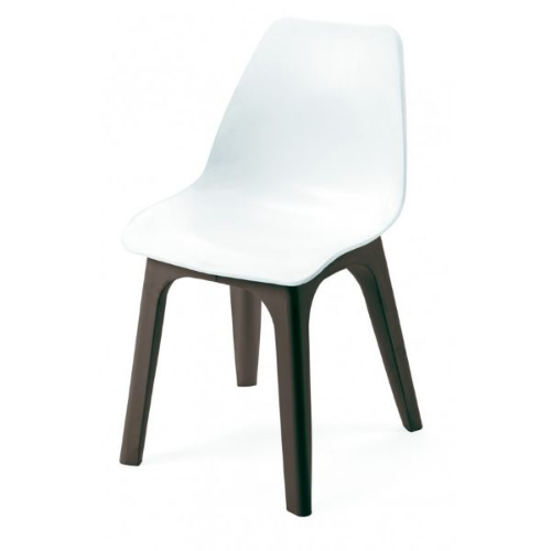 Baštenska stolica Eolo DxŠxV: 45,5x48x81 cm, plastična, belo-braon