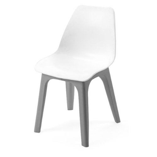 Baštenska stolica Eolo DxŠxV: 45,5x48x81 cm, plastična, belo-siva