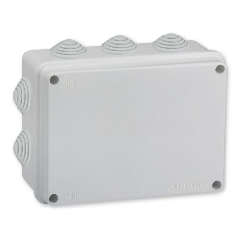 Aling-Conel kutija razvodna sa 10 uvoda na zid 150x110x70 IP56 ABS G/W 650°C, siva