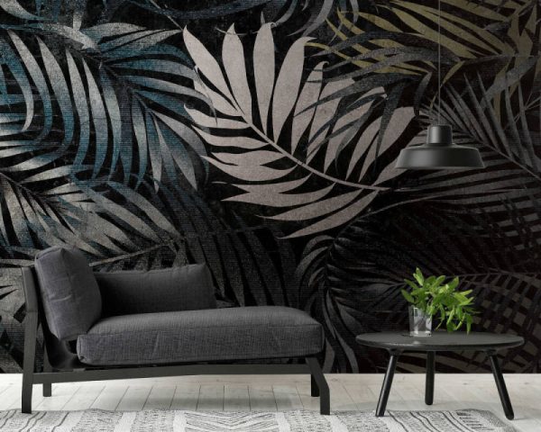 LIVINGWALLS WALLPAPER «FLORAL, BLACK, GREY, YELLOW» 382381