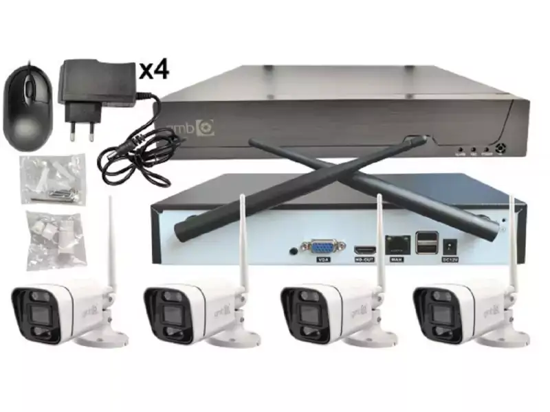 GEMBIRD CAM-IP3MP-WIFIKITXM4 GMB KAMERA 3 MEGAPIKSELA SET WIFI 4 KAMERE FULL COLOR APP XMEYE SA MIKROFONOM