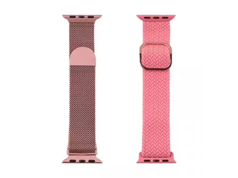 JUST IN CASE NARUKVICA 2IN1 TEKSTIL/METAL 38-41MM ROZE+PUDER-ROZE