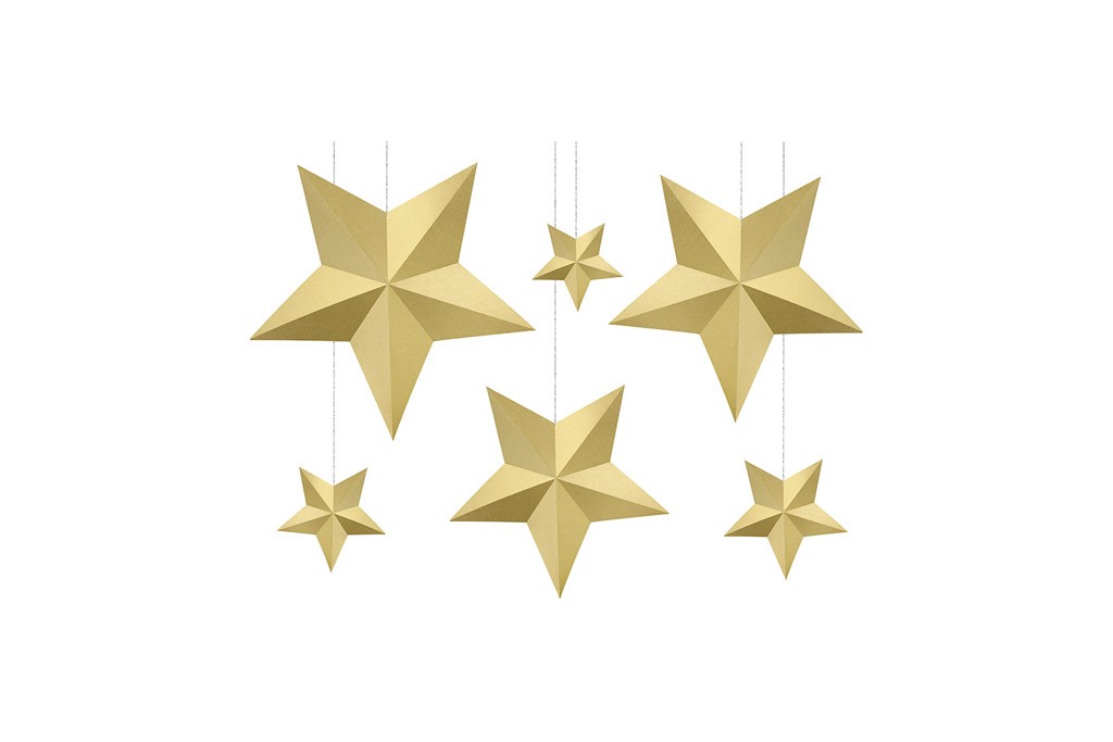 Viseća dekoracija Zlatne zvezde – 6 kom