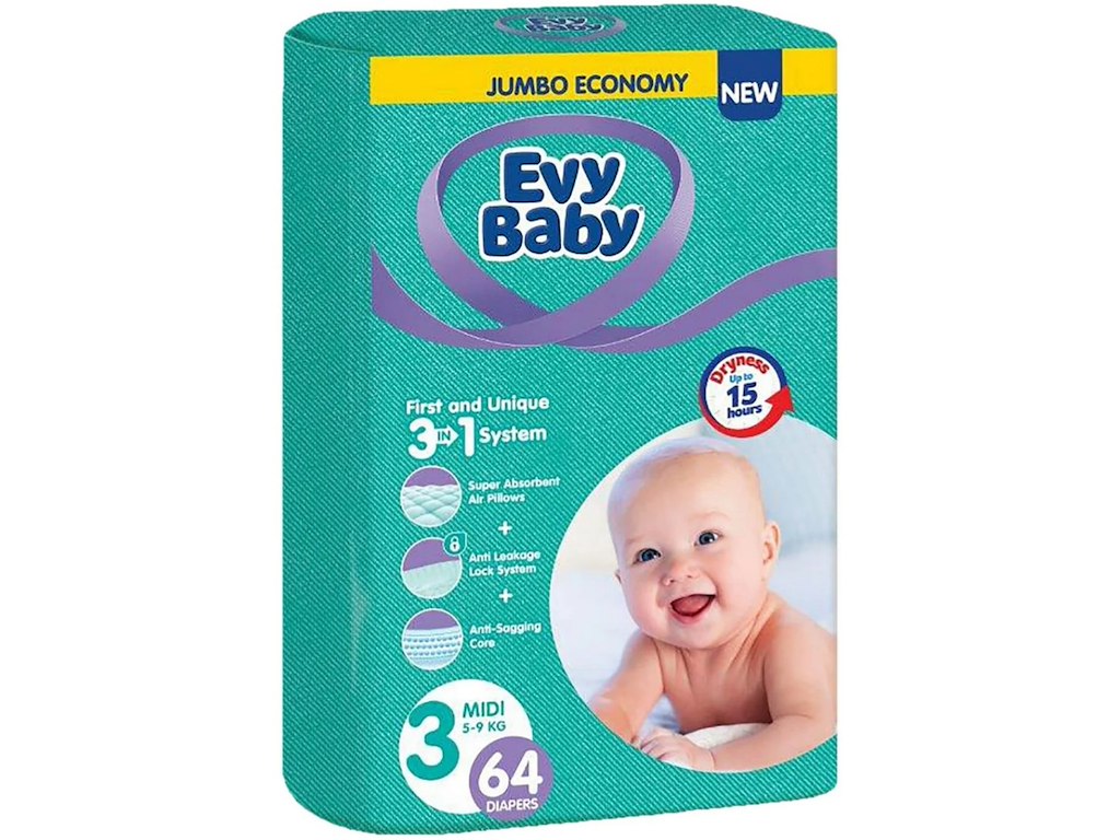 EvyBaby Pelene jumbo 3 midi 5-9kg (64) 3u1