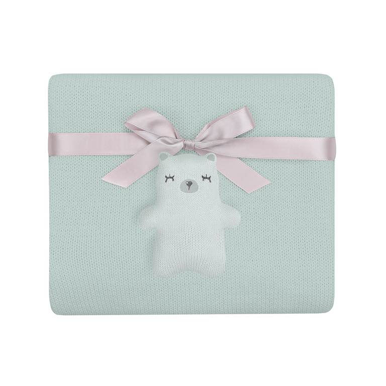 Kikka Boo Pleteno bebi ćebence 75×100 Bear with me Mint KKB11050