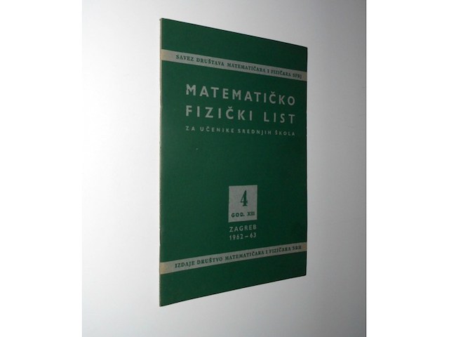 Matematičko-fizički list broj 4, 1962-63