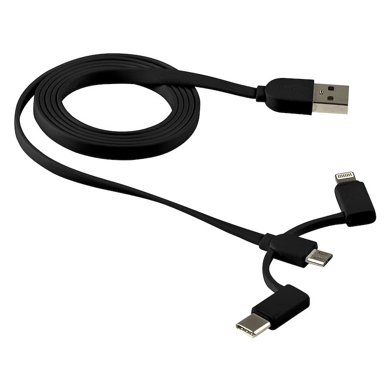 STRADA, usb kabl za punjenje 3 u 1, crni