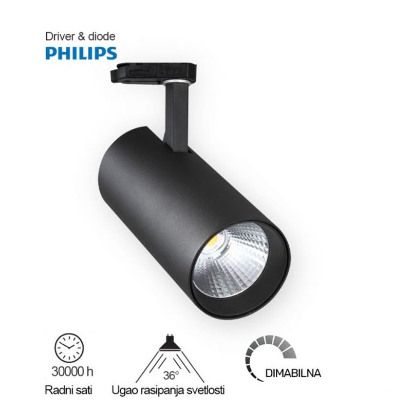 LED REF SINSKI DIM JM-4071 30W 3000K 36° CRNI (3-FAZE)